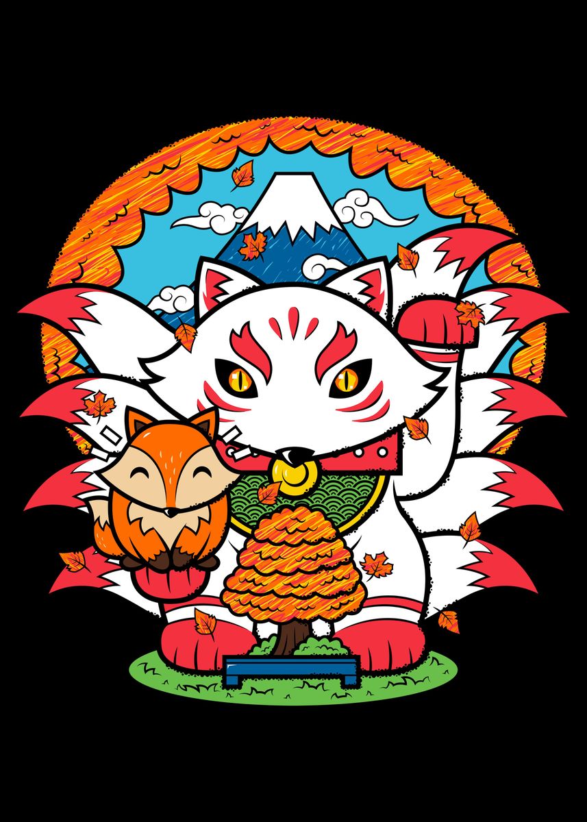 'Fall Kitsune' Poster by Krisren Twentyeight | Displate