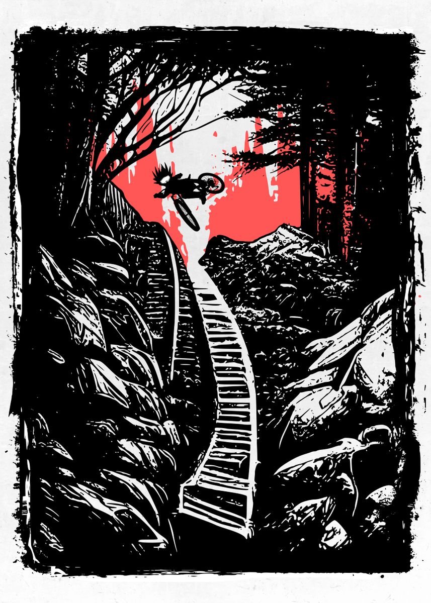'MTB and Fixie Punk Riders' Poster, picture, metal print, paint by Ilya ...