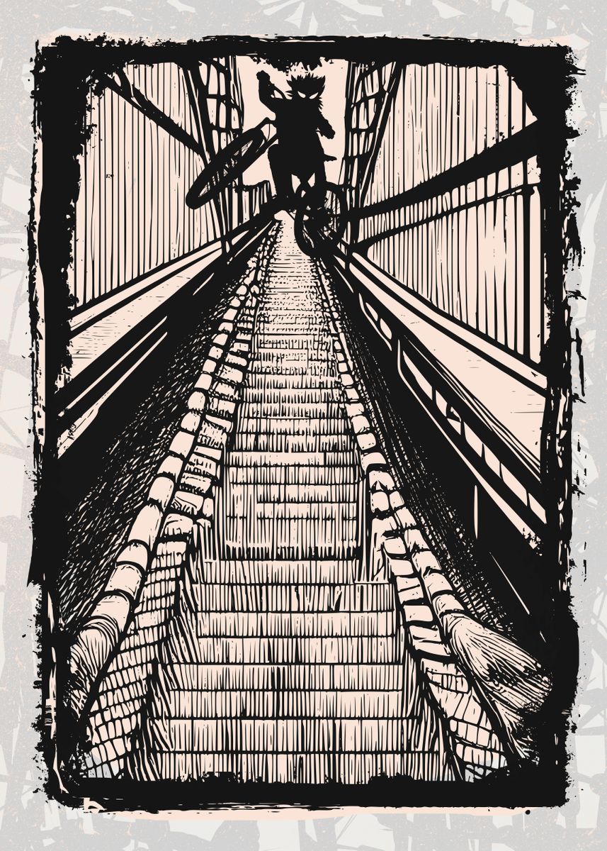 'MTB and Fixie Punk Riders' Poster, picture, metal print, paint by Ilya ...