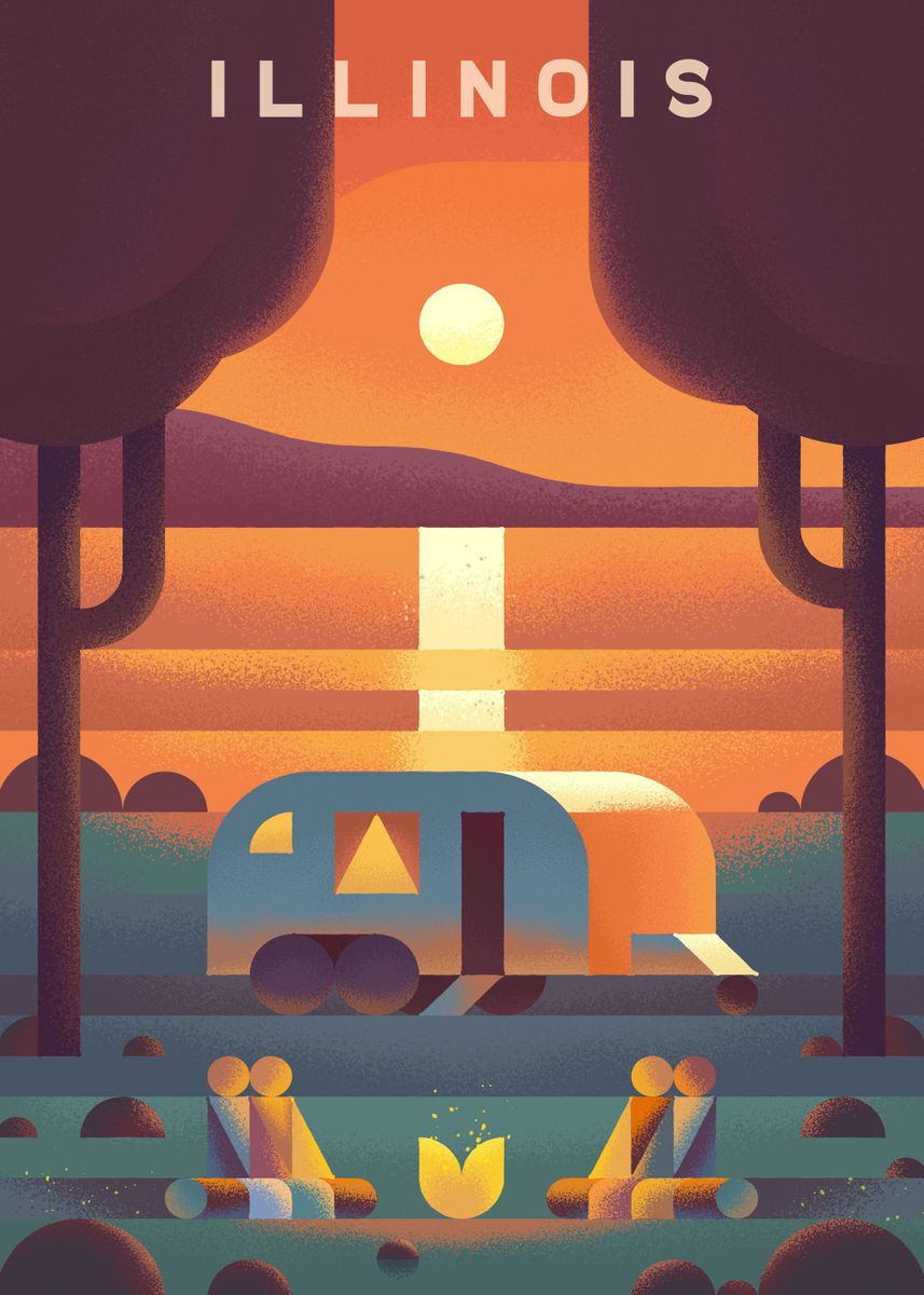'Illinois' Poster, picture, metal print, paint by Sam Kal | Displate