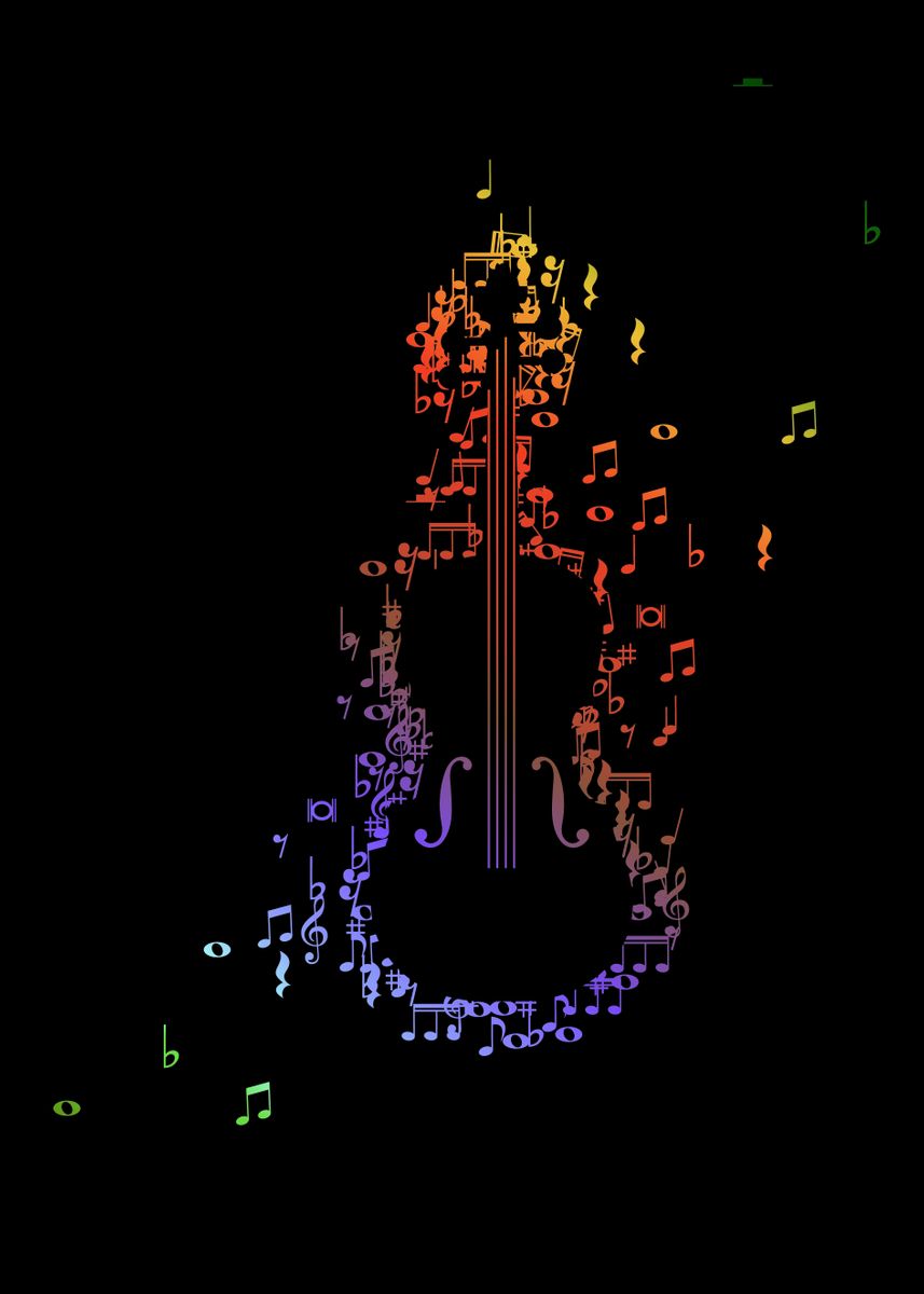 'Colorful Violin Notes Art' Poster, picture, metal print, paint by ...