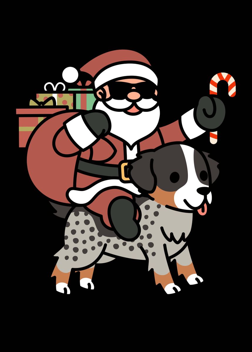 'Aussie Dog Santa Claus' Poster by PetPrints | Displate