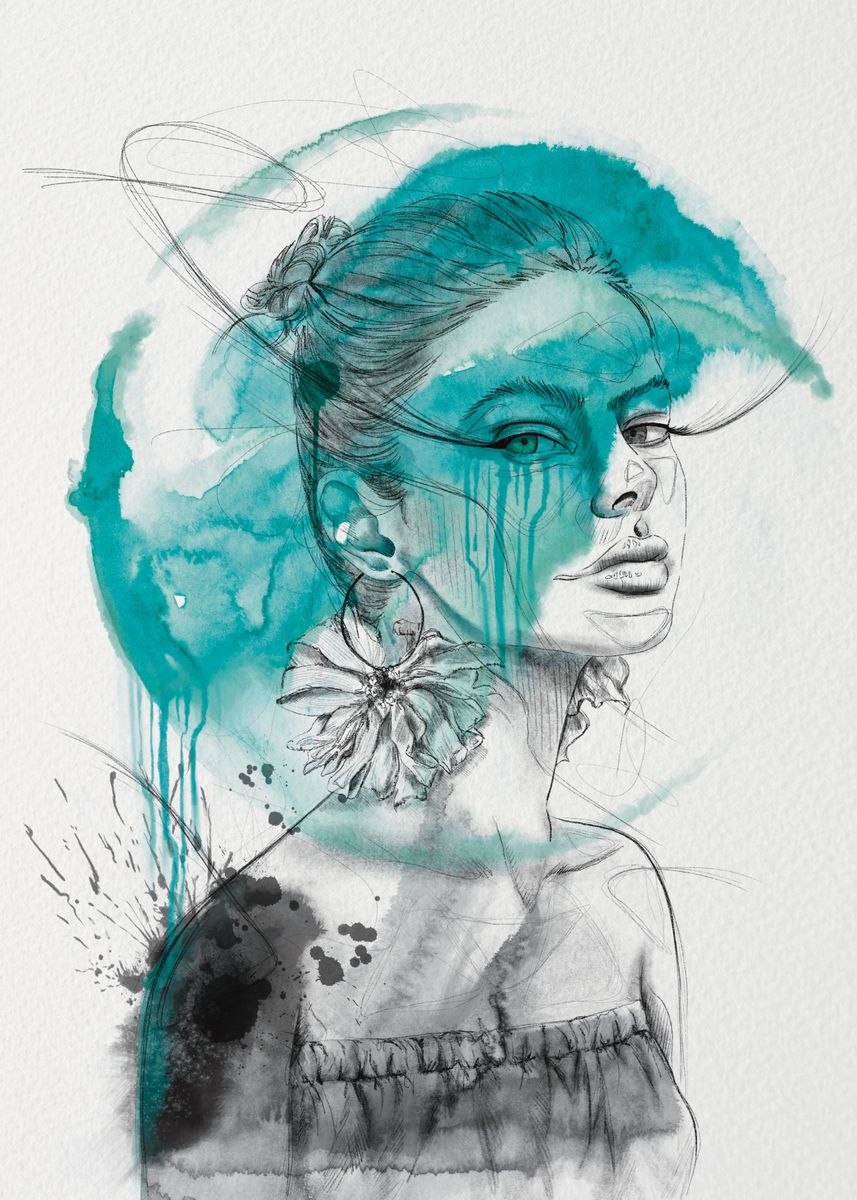 'Abstract Blue Watercolor ' Poster, picture, metal print, paint by ...