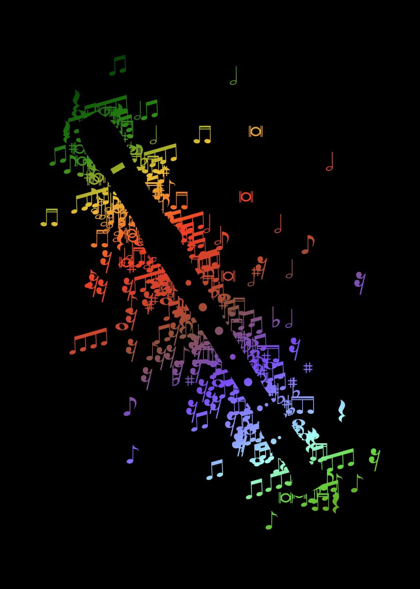 'Recorder Color Notes Art' Poster, picture, metal print, paint by ...