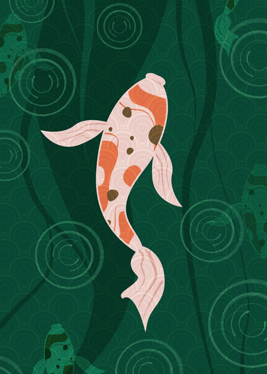 'Fish sea animal green art' Poster, picture, metal print, paint by ...