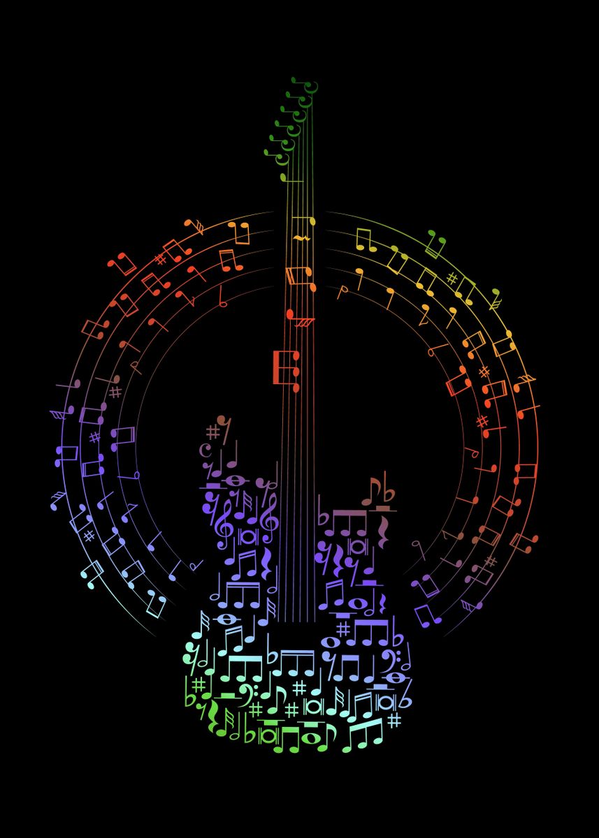 'Electric Guitar Color Note' Poster, picture, metal print, paint by ...