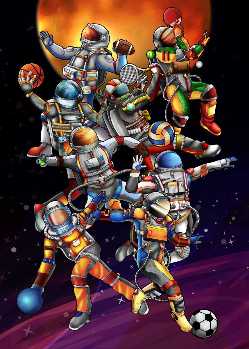 'SPORTS IN SPACE' Poster by NOAHRIA ARTS | Displate
