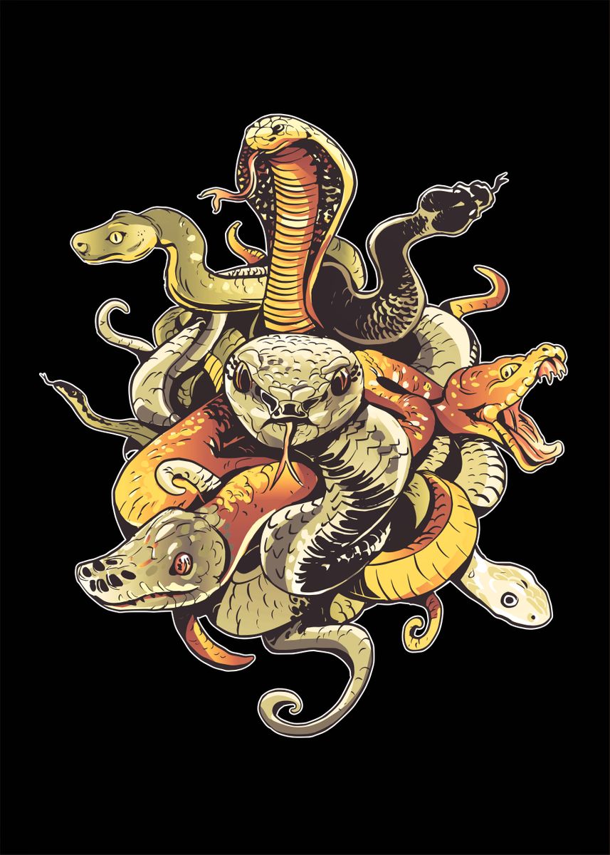 'Colorful Snakes Art' Poster, picture, metal print, paint by Reinhard ...