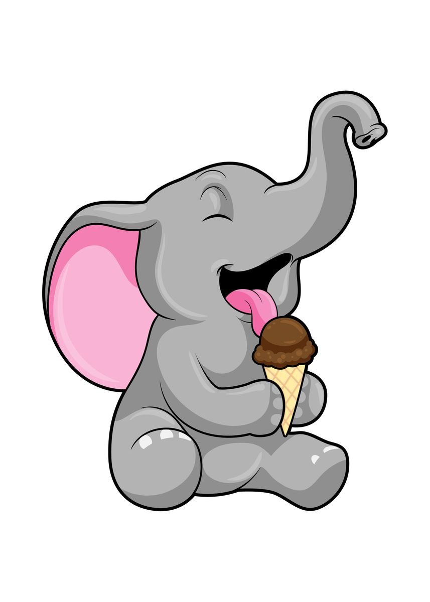 'Elephant Waffle ice cream' Poster, picture, metal print, paint by ...