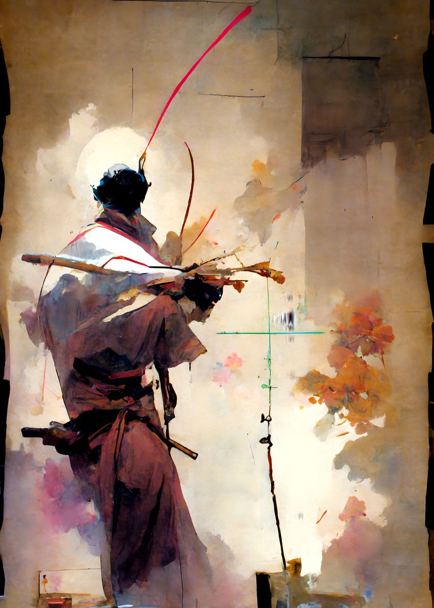 'Archer Kata 4' Poster, picture, metal print, paint by Rob Hackney ...