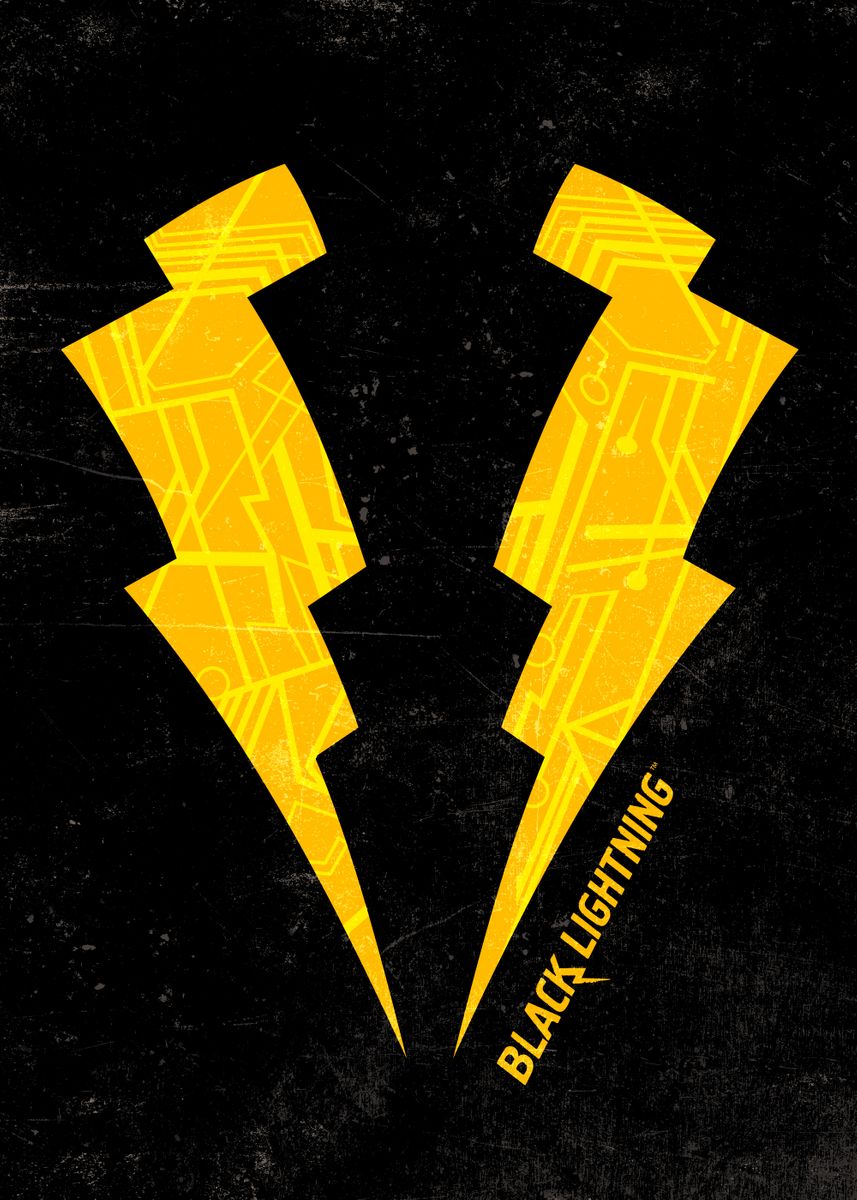 'Black Lightning Gold' Poster, picture, metal print, paint by DC Comics | Displate