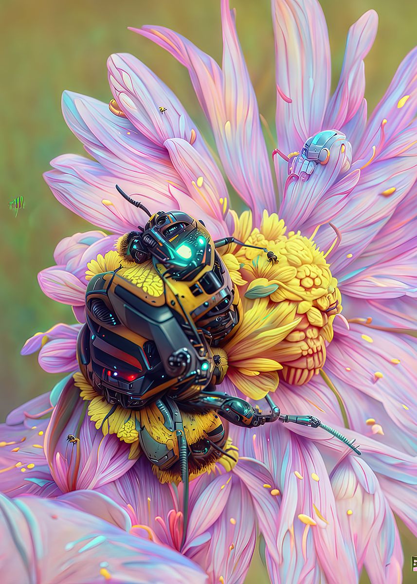 'Robo Bee' Poster, picture, metal print, paint by Machine Delusions ...