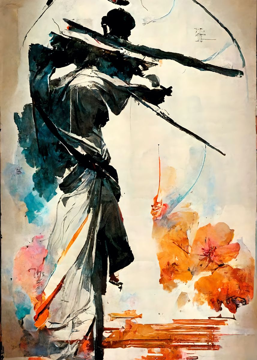 'Ink Samurai 4' Poster, picture, metal print, paint by Rob Hackney ...