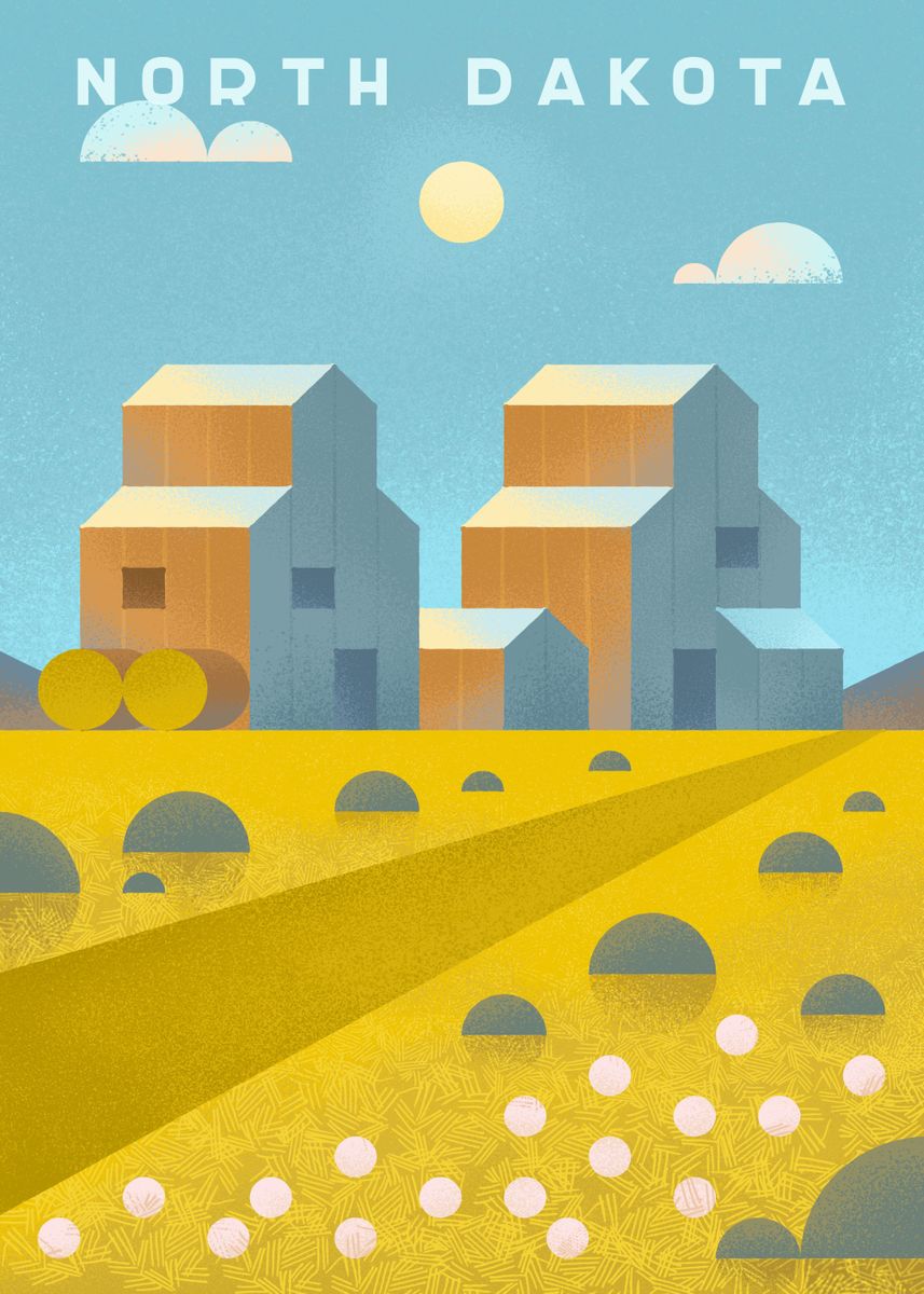 'North Dakota' Poster, picture, metal print, paint by Sam Kal | Displate