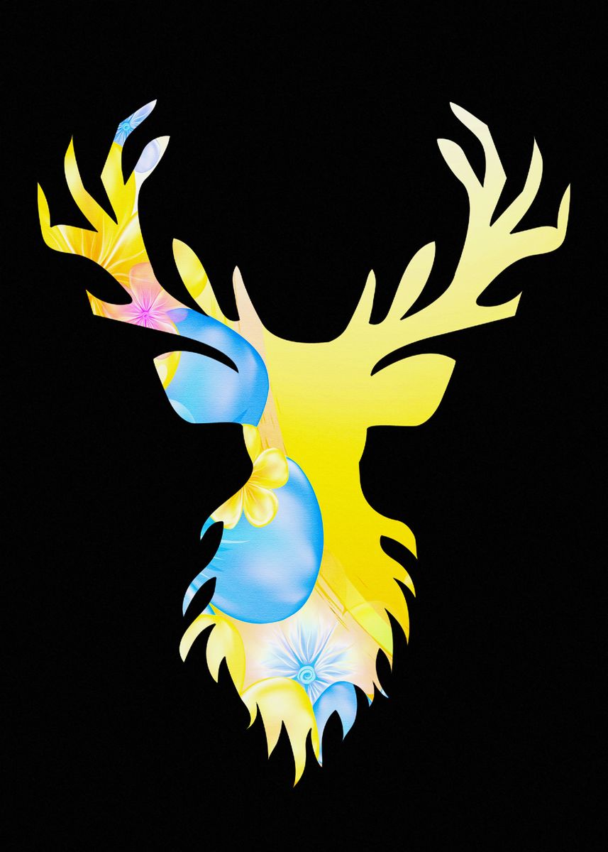 'Floral Buck' Poster, picture, metal print, paint by ANDRE MCKAY | Displate