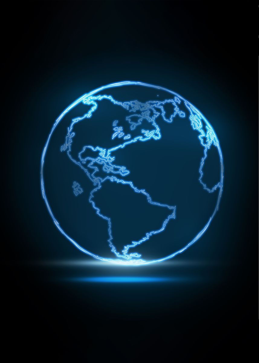 'globe neon' Poster by The Volcano | Displate