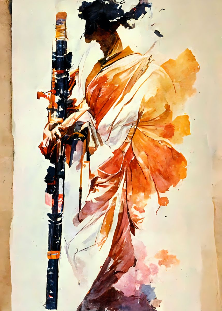 'Ink Samurai 2' Poster, picture, metal print, paint by Rob Hackney ...