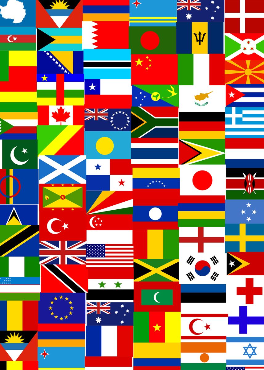 'World Flag Montage' Poster, picture, metal print, paint by Prawny ...
