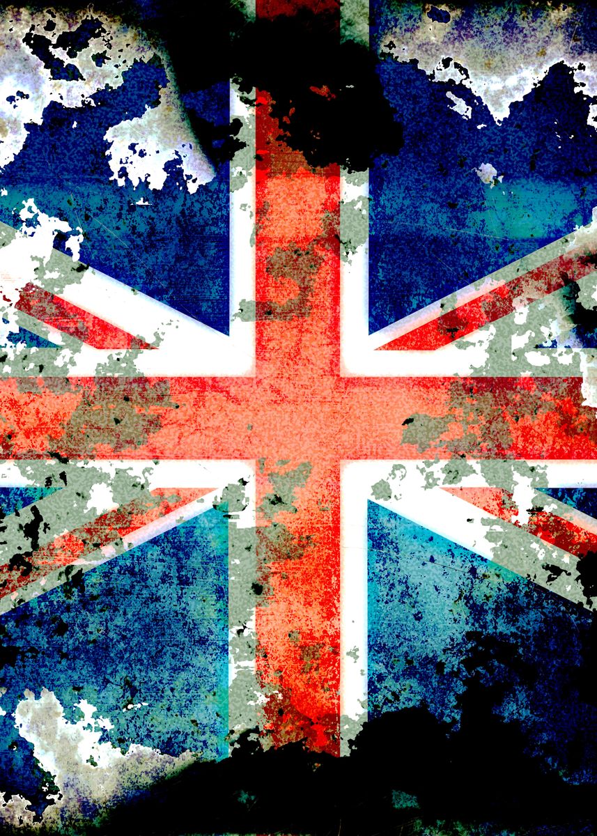 'Grunge Union Jack Flag' Poster, picture, metal print, paint by Prawny ...