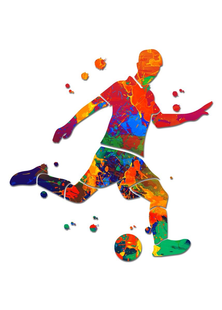 'Kid player football' Poster, picture, metal print, paint by Vincent ...