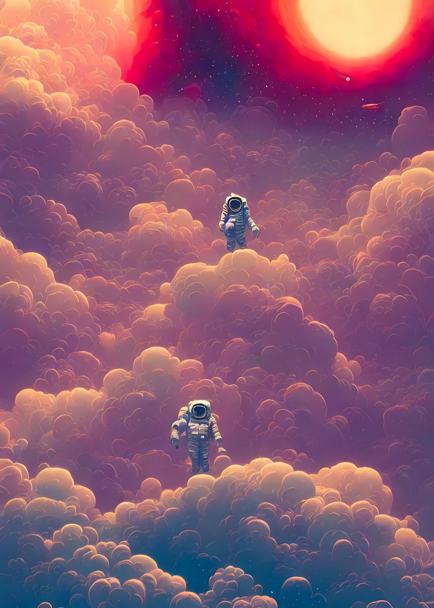 'Astronauts have friends' Poster by Two Moods art | Displate