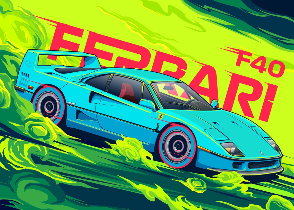 'Ferrari F40' Poster by Basues | Displate