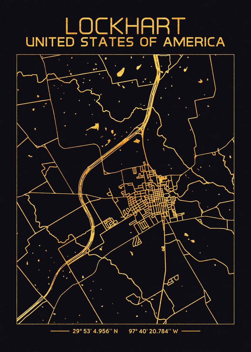 'Lockhart TX USA' Poster, picture, metal print, paint by Denis Siggers ...