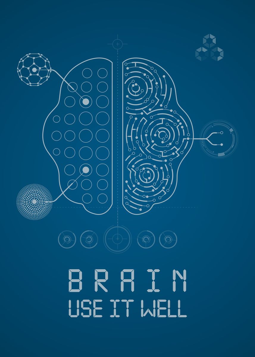 'BRAIN USE IT WELL' Poster, picture, metal print, paint by Luvy | Displate
