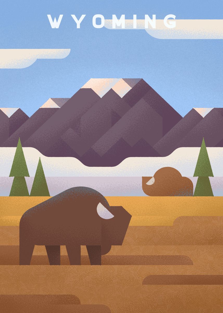 'Wyoming' Poster, picture, metal print, paint by Sam Kal | Displate