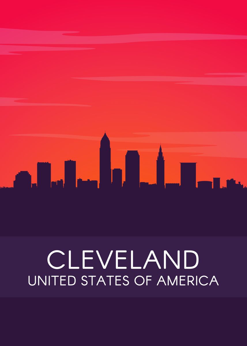 'Cleveland' Poster, picture, metal print, paint by Evan Arrington ...