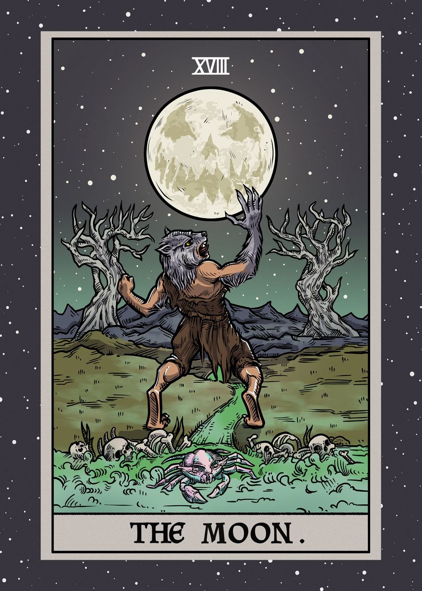 The Moon Terror Tarot Card Poster By Theghoulishgarb Displate The Moon Terror Tarot Card Poster By Theghoulishgarb Displate