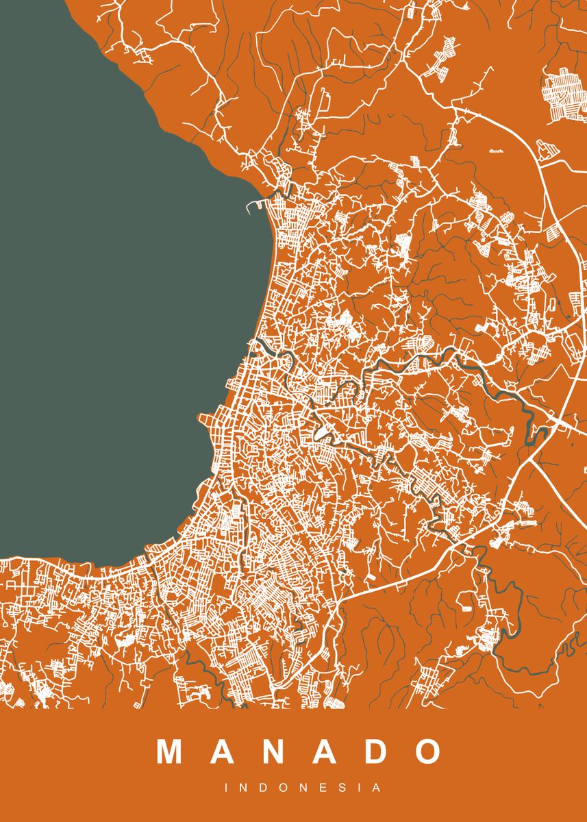 'MANADO Map INDONESIA ' Poster, picture, metal print, paint by ...