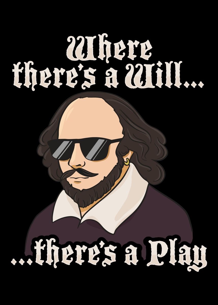'Funny William Shakespeare' Poster, picture, metal print, paint by ...