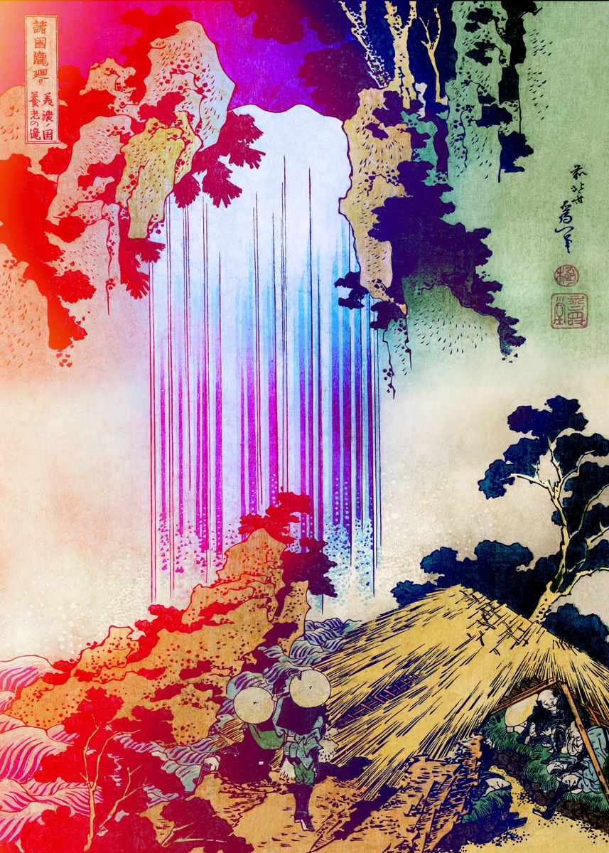 'Samurai by the waterfall' Poster, picture, metal print, paint by ...