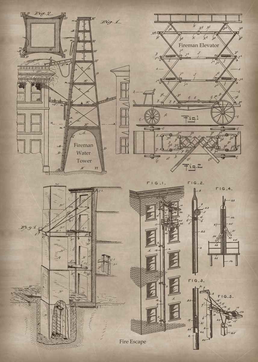 'Vintage Fire Rescue ' Poster, picture, metal print, paint by XandYart ...