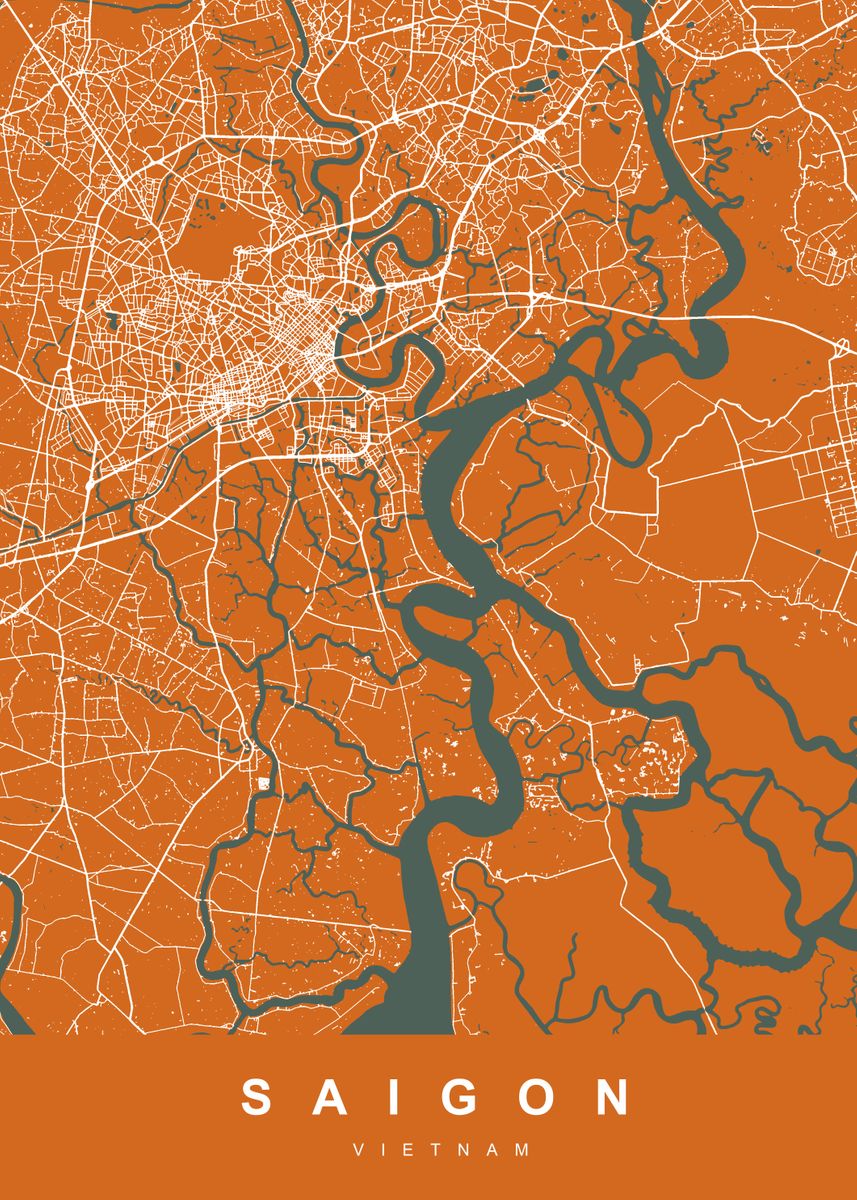 'SAIGON Map VIETNAM' Poster, picture, metal print, paint by UrbanMaps ...