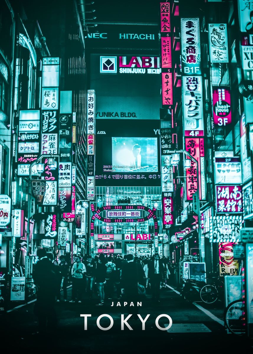 'Tokyo Cyberpunk in Japan' Poster by Merah Djoeang | Displate
