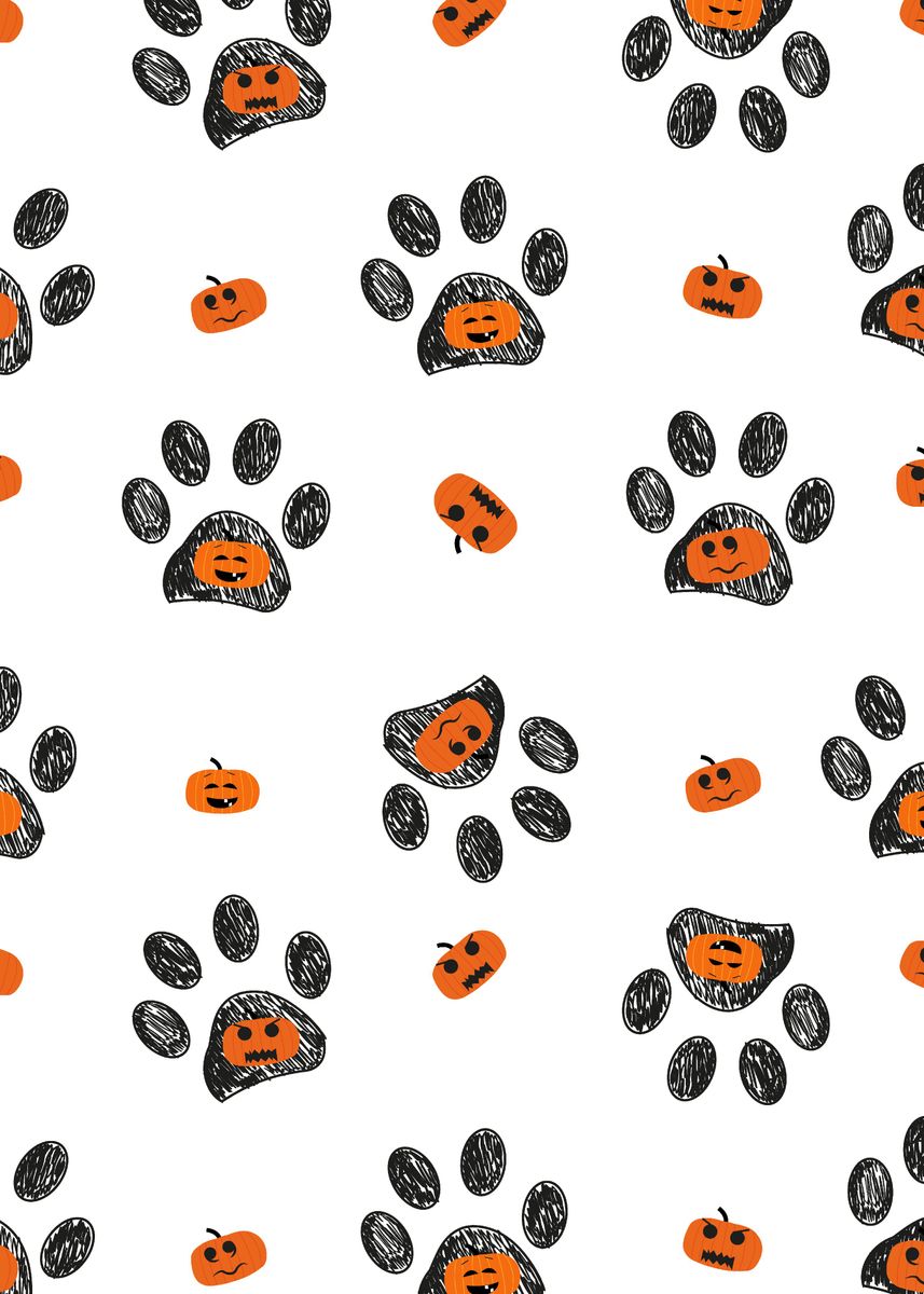 'Paw prints pumpkins' Poster, picture, metal print, paint by Gulsen ...
