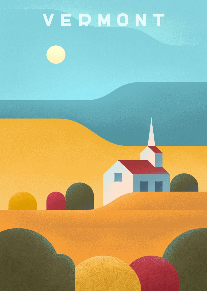 'Vermont' Poster, picture, metal print, paint by Sam Kal | Displate