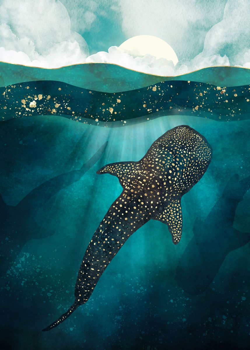 'Metallic Whale Shark' Poster, picture, metal print, paint by SpaceFrog ...