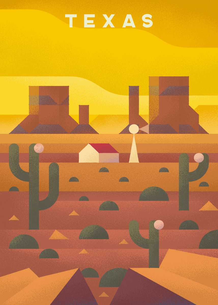 'Texas' Poster, picture, metal print, paint by Sam Kal | Displate