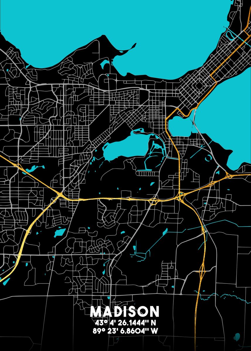 'Madison WI USA' Poster, picture, metal print, paint by Clayborne Frank ...