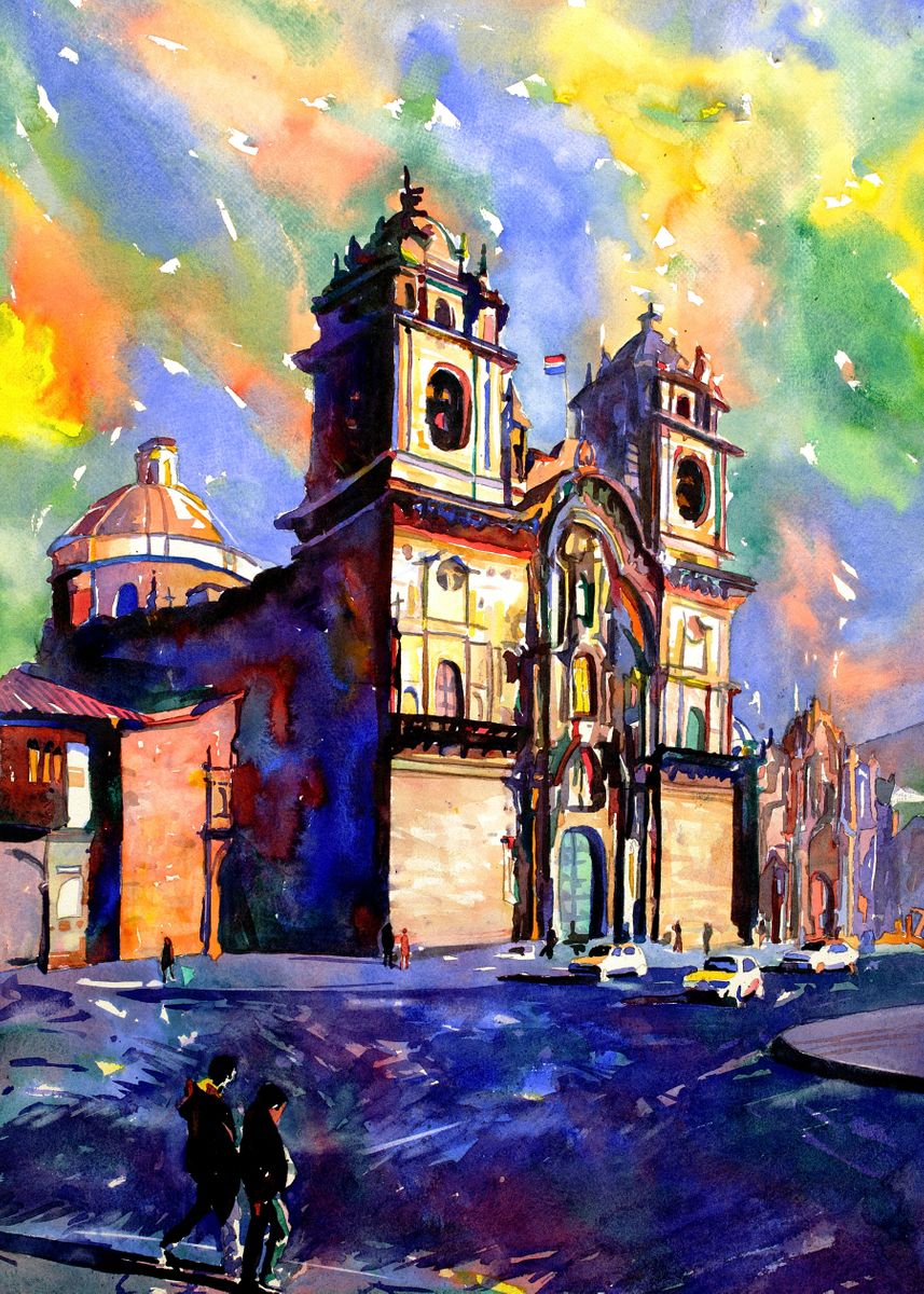 'Spanish Church Cusco Peru' Poster by Ryan Fox | Displate