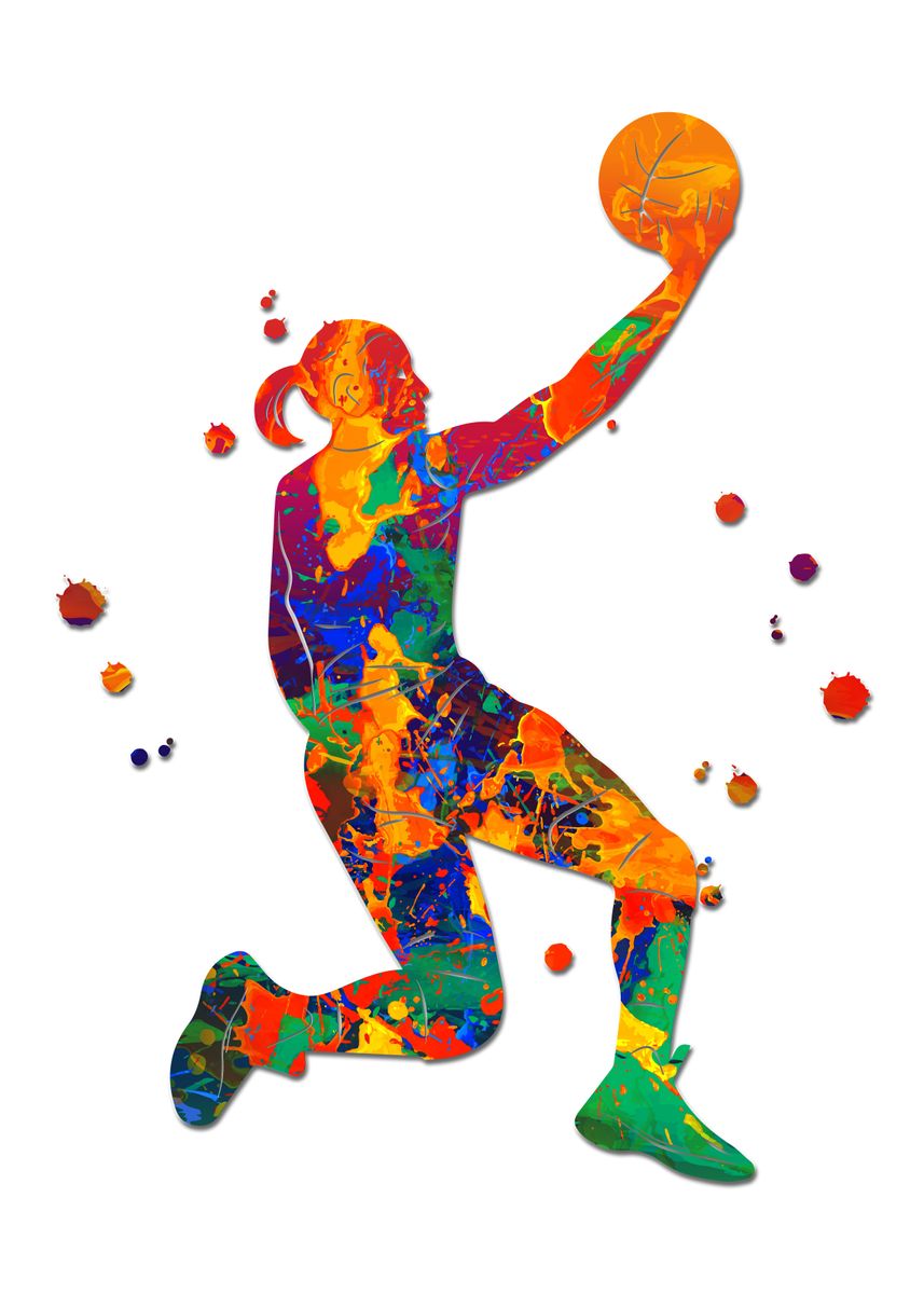 'Female basketball player' Poster, picture, metal print, paint by ...