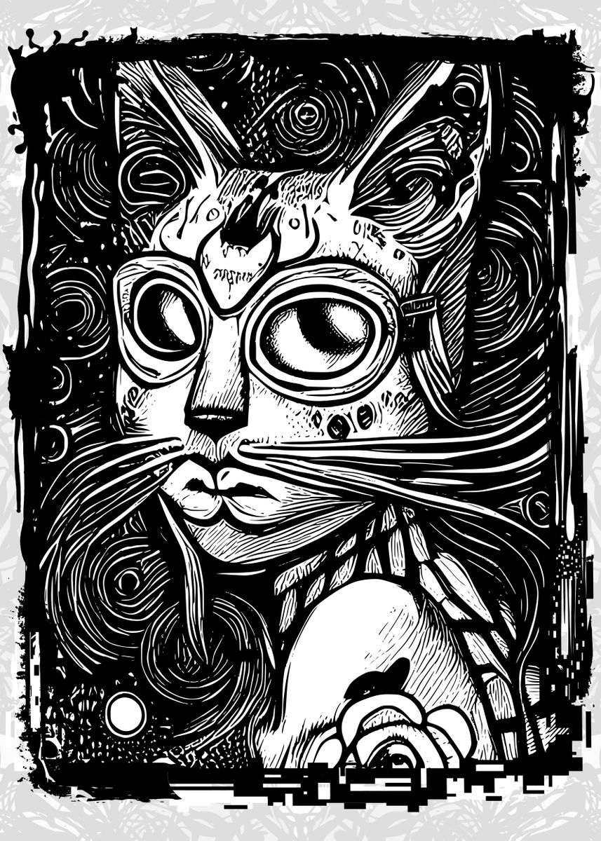'Psychedelic Weird Cats' Poster, picture, metal print, paint by Ilya ...