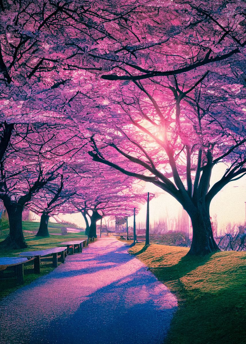 'Cherry Sunset' Poster, picture, metal print, paint by Cevori Art ...