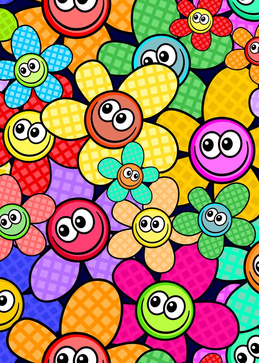 'Funny Cartoon Flowers' Poster by Prawny | Displate