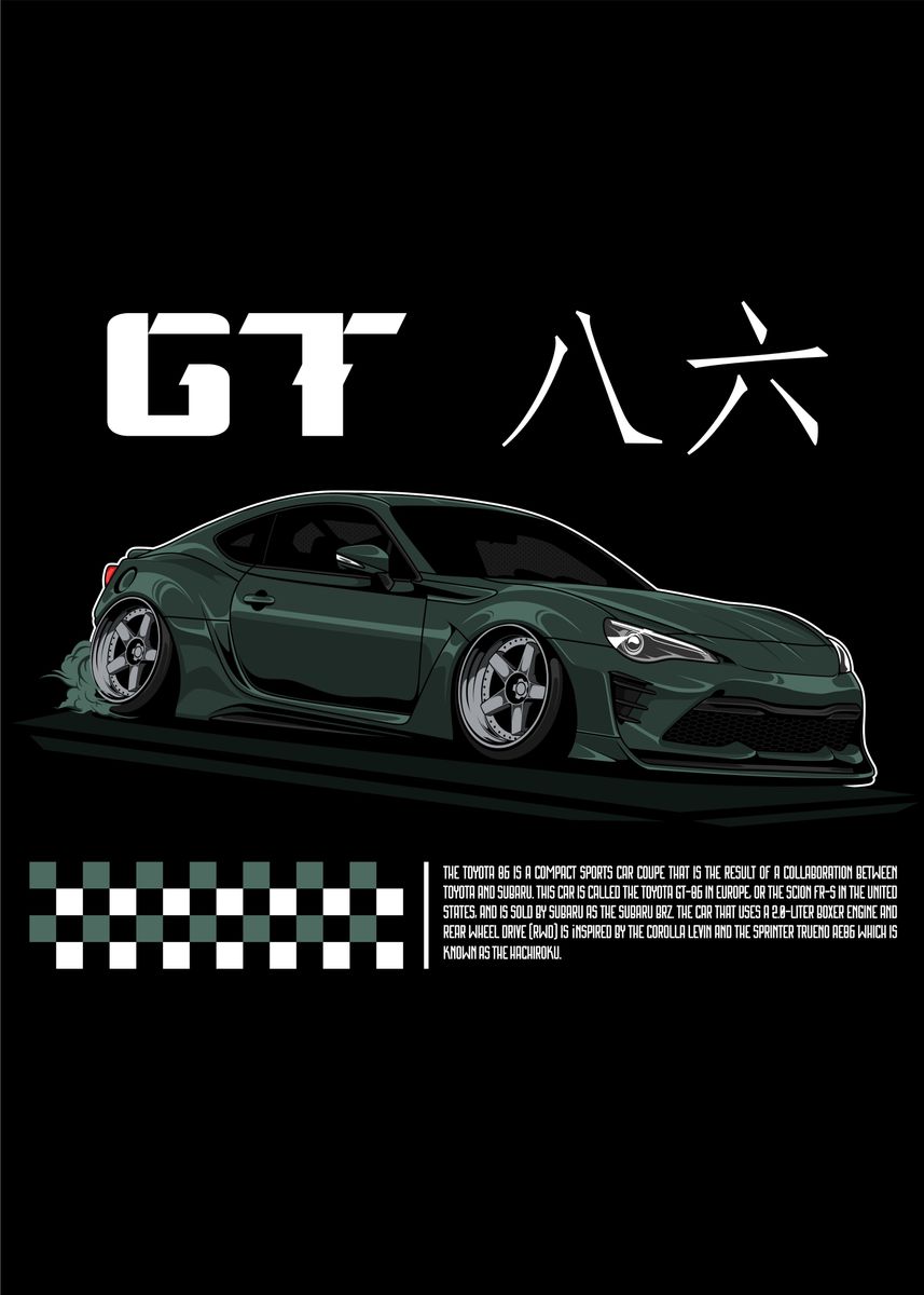 'Toyota GT 86 Green 9' Poster, picture, metal print, paint by Heru ...