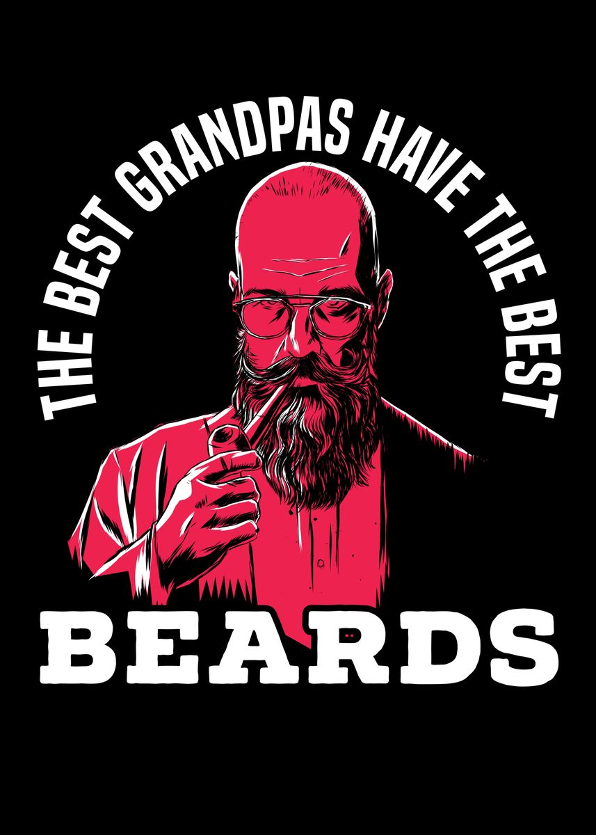 'Bearded Grandpa' Poster, picture, metal print, paint by NAO | Displate