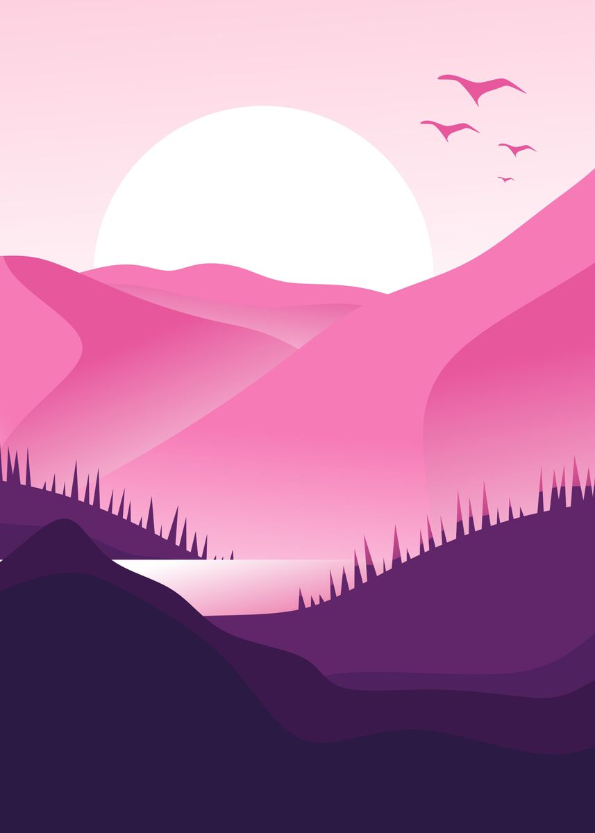 'Minimalist moonlight' Poster, picture, metal print, paint by Doublede ...